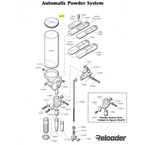 Dillon Automatic Powder System parts Powder Measure Lid - RELOADER
